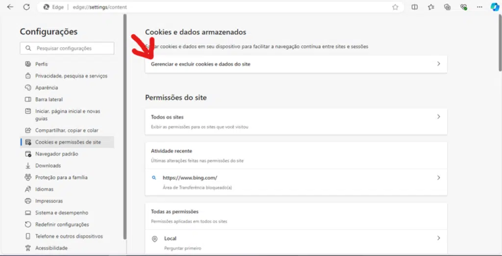 Como limpar Histórico, Cache e Cookies do navegador Edge?